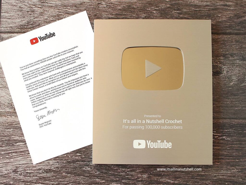 YouTube Creator Award – It's all in a Nutshell Crochet